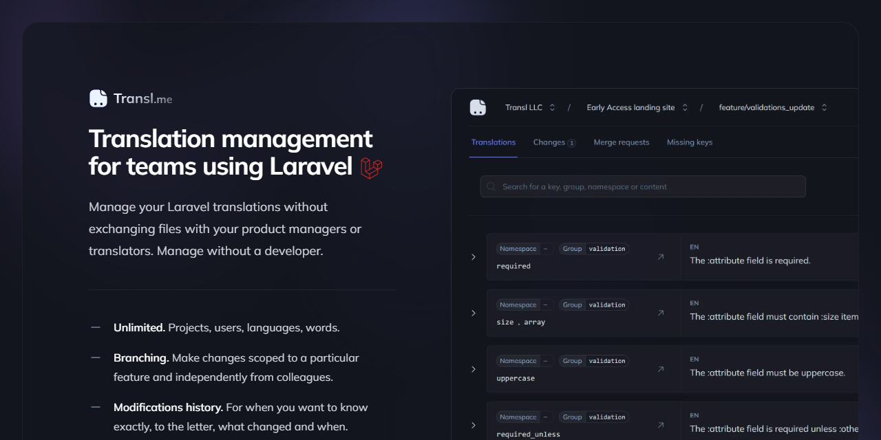Translation management for Laravel | Transl.me
